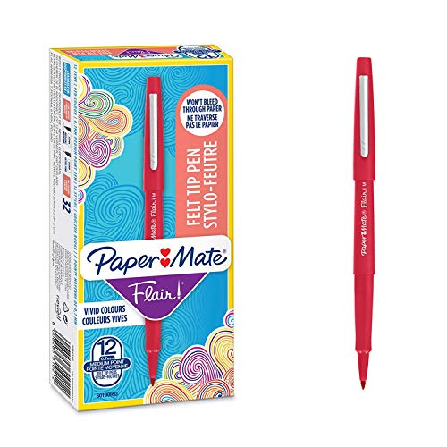 Paper Mate Flair Original Fibre Tip Pen Medium 1.0mm Pack of 12