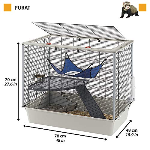 Ferplast Comfortable Ferret and mice cage FURAT, Two-Storey Structure with Accessories Included, Reinforced Corner, Red, 78 x 48 x h 70 cm