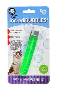 pet qwerks incredibubbles interactive cat toys - long lasting edible bubbles for cats - catnip flavor - 20 ml