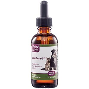 petalive easesure-s - all natural herbal supplement for symptoms of pet seizures - reduces involuntary muscle movements and twitching in dogs and cats - 59 ml