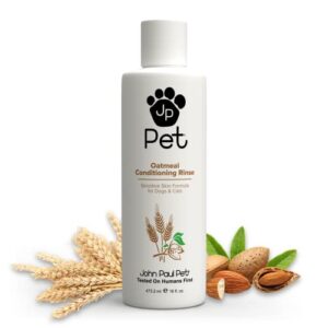 john paul pet oatmeal conditioning rinse for dogs and cats, soothing sensitive skin formula, moisturizes and revitalizes dry skin and fur, 16-ounce