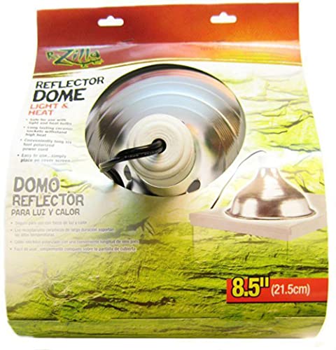 Zilla Light & Heat Reflector Dome Fixture with Ceramic Socket (Silver, 8.5 Inch)