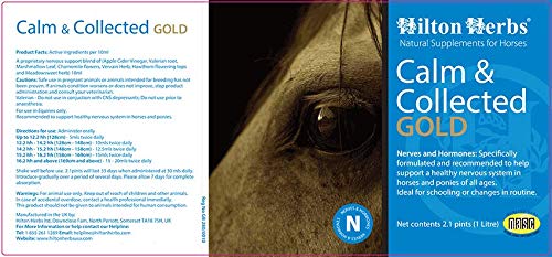 Hilton Herbs Calm and Collected Gold Liquid Herbal Supplement for Nervous/Agitated Horses, 2.1pt Bottle