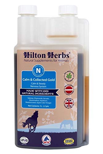 Hilton Herbs Calm and Collected Gold Liquid Herbal Supplement for Nervous/Agitated Horses, 2.1pt Bottle