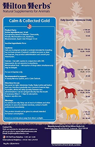 Hilton Herbs Calm and Collected Gold Liquid Herbal Supplement for Nervous/Agitated Horses, 2.1pt Bottle