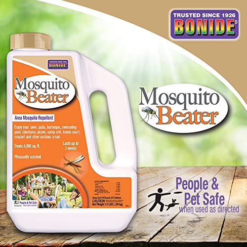 Bonide Mosquito Beater Granules, 1.3 lbs. Ready-to-Use Area Mosquito Repellent Pellets for Outdoors, People & Pet Safe