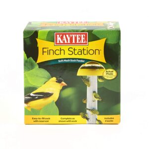 kaytee wild bird finch station soft mesh sock feeder, includes 2 socks