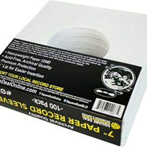 (100) Archival Quality Acid-Free Heavyweight Paper Inner Sleeves for 7" Vinyl Records #07IW