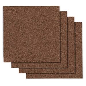 quartet cork board bulletin board tiles, 12" x 12", corkboard, mini wall bulletin boards, decorative pin boards for home office decor, home school message board, modular, dark brown, 4 pack (15050q)