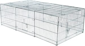 trixie enclosed outdoor run- 34 cu. ft., galvanized metal cage, portable pen for rabbits or guinea pigs