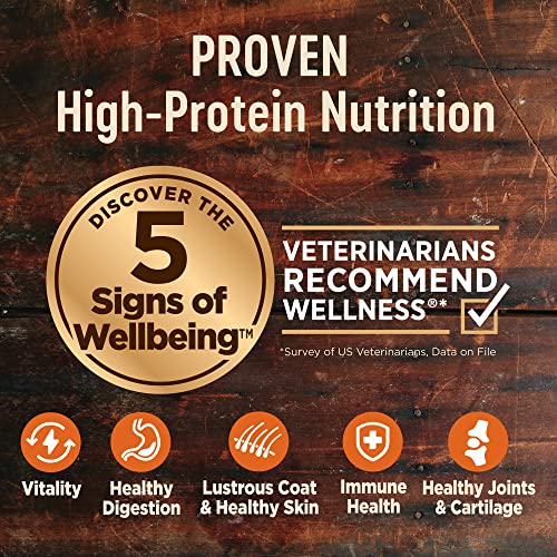 Wellness CORE Grain-Free High-Protein Dry Dog Food, Made in USA with Real Meat & Natural Ingredients, All Breeds, Adult Dogs (Turkey & Chicken, 26-lb) With Nutrients for Immune, Skin, & Coat Support