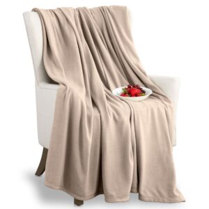 martex fleece blanket queen size - fleece bed blanket - all season warm lightweight super soft anti static throw blanket - beige blanket - hotel quality- blanket for couch (90x90 inches, beige)