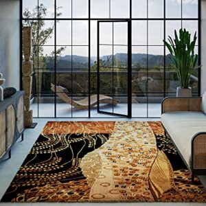 Momeni Rugs New Wave Collection, 100% Wool Hand Carved & Tufted Contemporary Area Rug, 3'6" x 5'6", Black