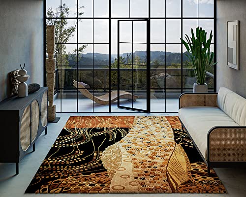 Momeni Rugs New Wave Collection, 100% Wool Hand Carved & Tufted Contemporary Area Rug, 3'6" x 5'6", Black