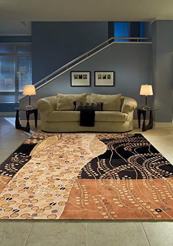 Momeni Rugs New Wave Collection, 100% Wool Hand Carved & Tufted Contemporary Area Rug, 3'6" x 5'6", Black