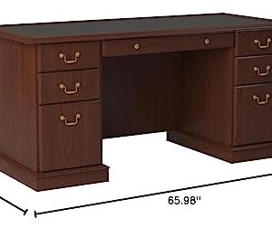 Bush Furniture Saratoga Executive Desk in Harvest Cherry and Black