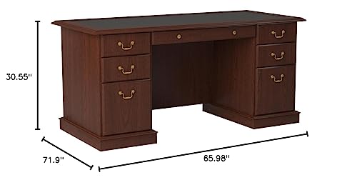 Bush Furniture Saratoga Executive Desk in Harvest Cherry and Black