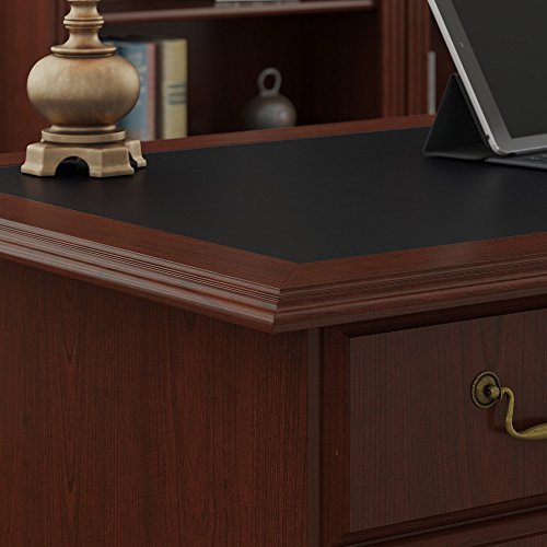 Bush Furniture Saratoga Executive Desk in Harvest Cherry and Black