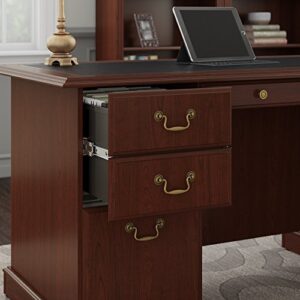 Bush Furniture Saratoga Executive Desk in Harvest Cherry and Black