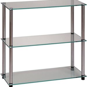 Convenience Concepts Designs2Go Classic Glass 3 Shelf Bookshelf, Glass