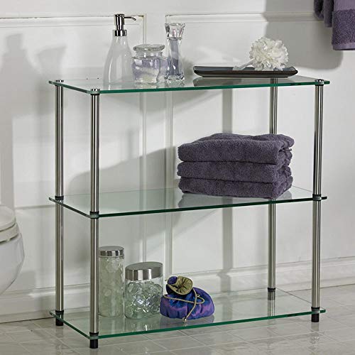 Convenience Concepts Designs2Go Classic Glass 3 Shelf Bookshelf, Glass