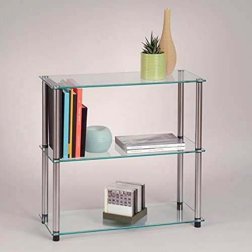 Convenience Concepts Designs2Go Classic Glass 3 Shelf Bookshelf, Glass