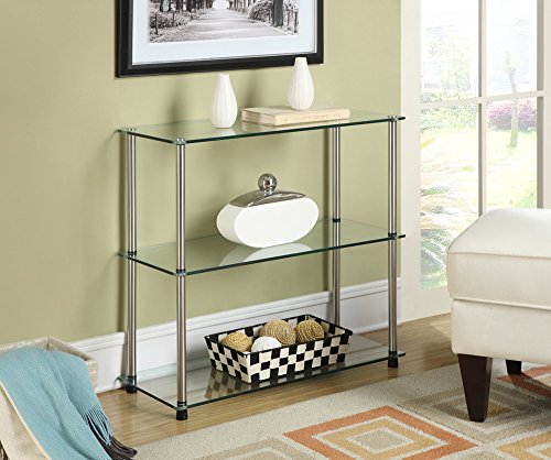 Convenience Concepts Designs2Go Classic Glass 3 Shelf Bookshelf, Glass