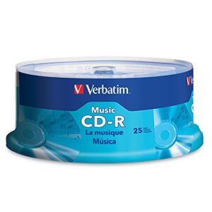 verbatim music cd-r 80 minute 700 mb blank recordable audio discs 25pk spindle