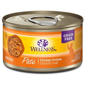 wellness complete health grain free canned cat food, chicken pate, 3 ounces (pack of 24)