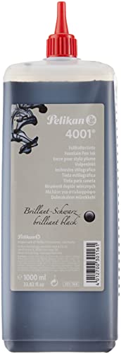 Pelikan 4001 Bottled Ink for Fountain Pens, Brilliant Black, 1 Liter, 1 Each (301168)