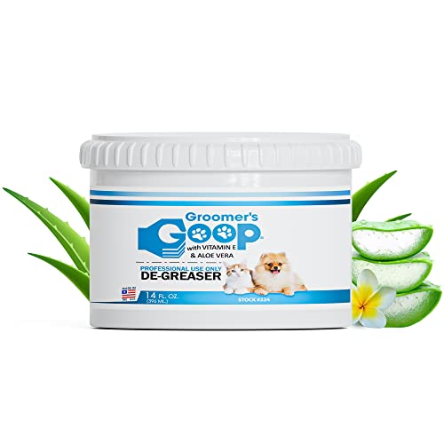 Groomer's GOOP Pet De-Greaser with Vitamin E and Aloe Vera - Degreaser Cream for Dogs, Puppy, Cat, and Kitten - Oil and Stain Remover for Pets Fur and Coat - 14oz (Pack of 1)