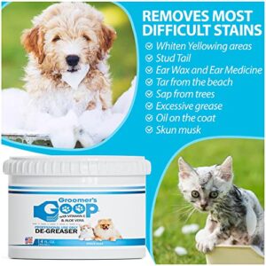 Groomer's GOOP Pet De-Greaser with Vitamin E and Aloe Vera - Degreaser Cream for Dogs, Puppy, Cat, and Kitten - Oil and Stain Remover for Pets Fur and Coat - 14oz (Pack of 1)