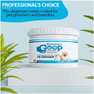 Groomer's GOOP Pet De-Greaser with Vitamin E and Aloe Vera - Degreaser Cream for Dogs, Puppy, Cat, and Kitten - Oil and Stain Remover for Pets Fur and Coat - 14oz (Pack of 1)