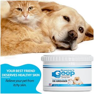 Groomer's GOOP Pet De-Greaser with Vitamin E and Aloe Vera - Degreaser Cream for Dogs, Puppy, Cat, and Kitten - Oil and Stain Remover for Pets Fur and Coat - 14oz (Pack of 1)