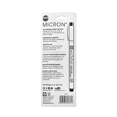 Sakura 30381 Pigma Micron Blister Card 03 Ink Pen, 0.35-mm, Black