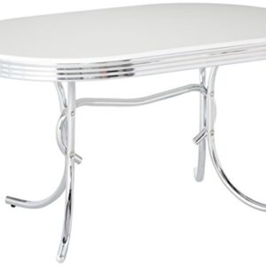 Coaster Retro Oval Dining Table White and Chrome