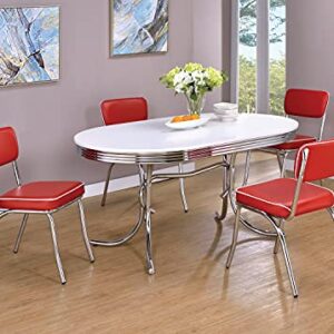 Coaster Retro Oval Dining Table White and Chrome