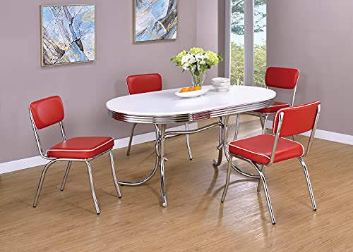 Coaster Retro Oval Dining Table White and Chrome