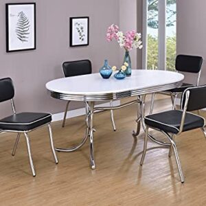 Coaster Retro Oval Dining Table White and Chrome