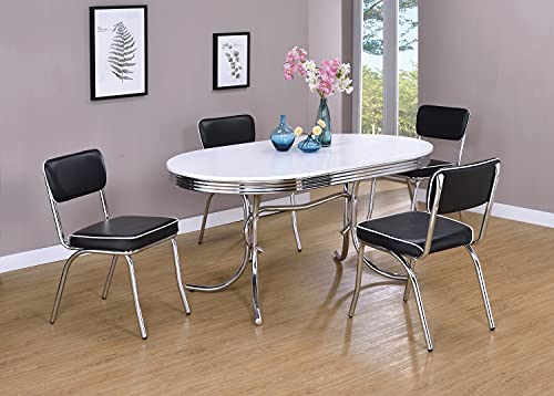 Coaster Retro Oval Dining Table White and Chrome