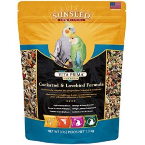 sunseed 49030 vita prima sunscription cockatiel and lovebird food - high-variety formula, 3 lbs