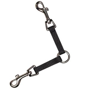 guardian gear nylon 2-way small dog coupler with nickel-plated swivel clip, 4", black