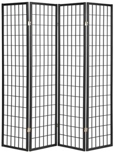 ore international 4-panel shoji screen room divider, black