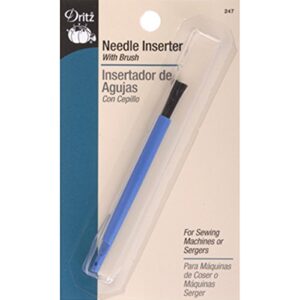 dritz machine lint brush for sewing machines & sergers, 1 count needle inserter, blue