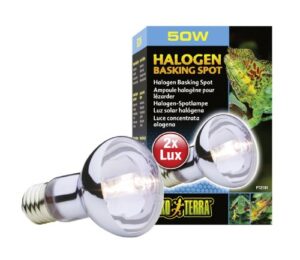 exo terra sun glo halogen basking spot lamp, reptile light bulb, 50 watts, pt2181