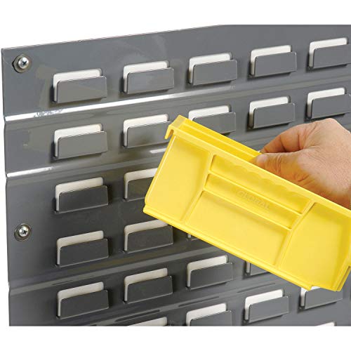 Global Industrial Wall Bin Rack Panel with (32) Yellow Bins, 36x7x19