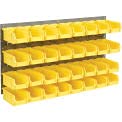 Global Industrial Wall Bin Rack Panel with (32) Yellow Bins, 36x7x19