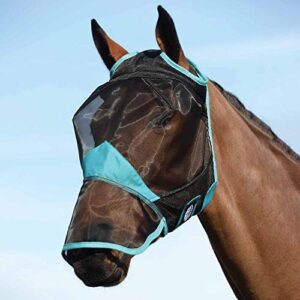 weatherbeeta comfitec fine mesh mask with nose, black/turquoise, cob