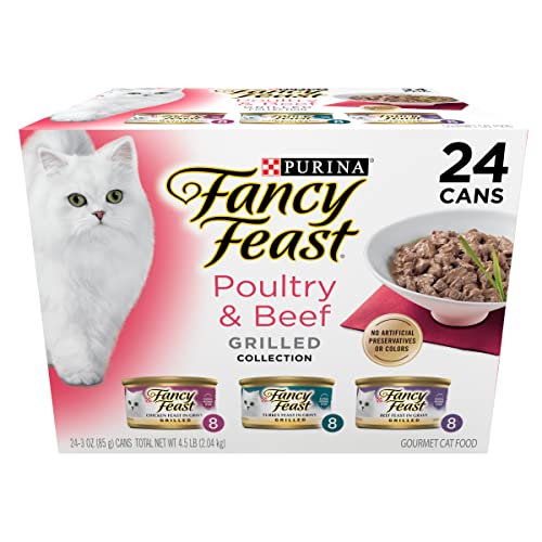 Purina Fancy Feast Grilled Wet Cat Food Poultry and Beef Collection Wet Cat Food Variety Pack - (24) 3 Oz. Cans