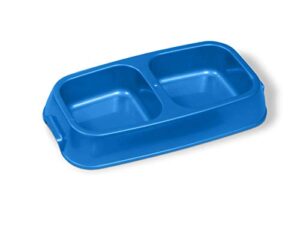 van ness pet lightweight medium double dish feeder for cats and dogs, 42 oz capacity,blue